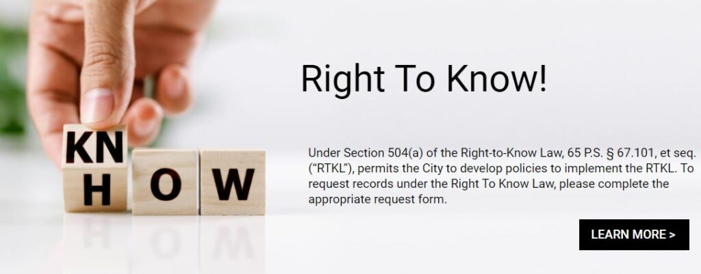 Right to Know Requests – City of Jeannette